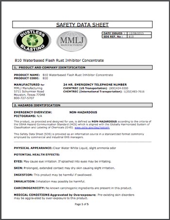 SAFETY DATA SHEET: Rust Inhibitor